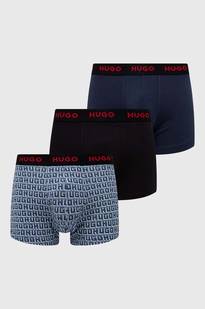 Boxerky HUGO 3-pak pánske,červená farba,50480170 | ANSWEAR.sk