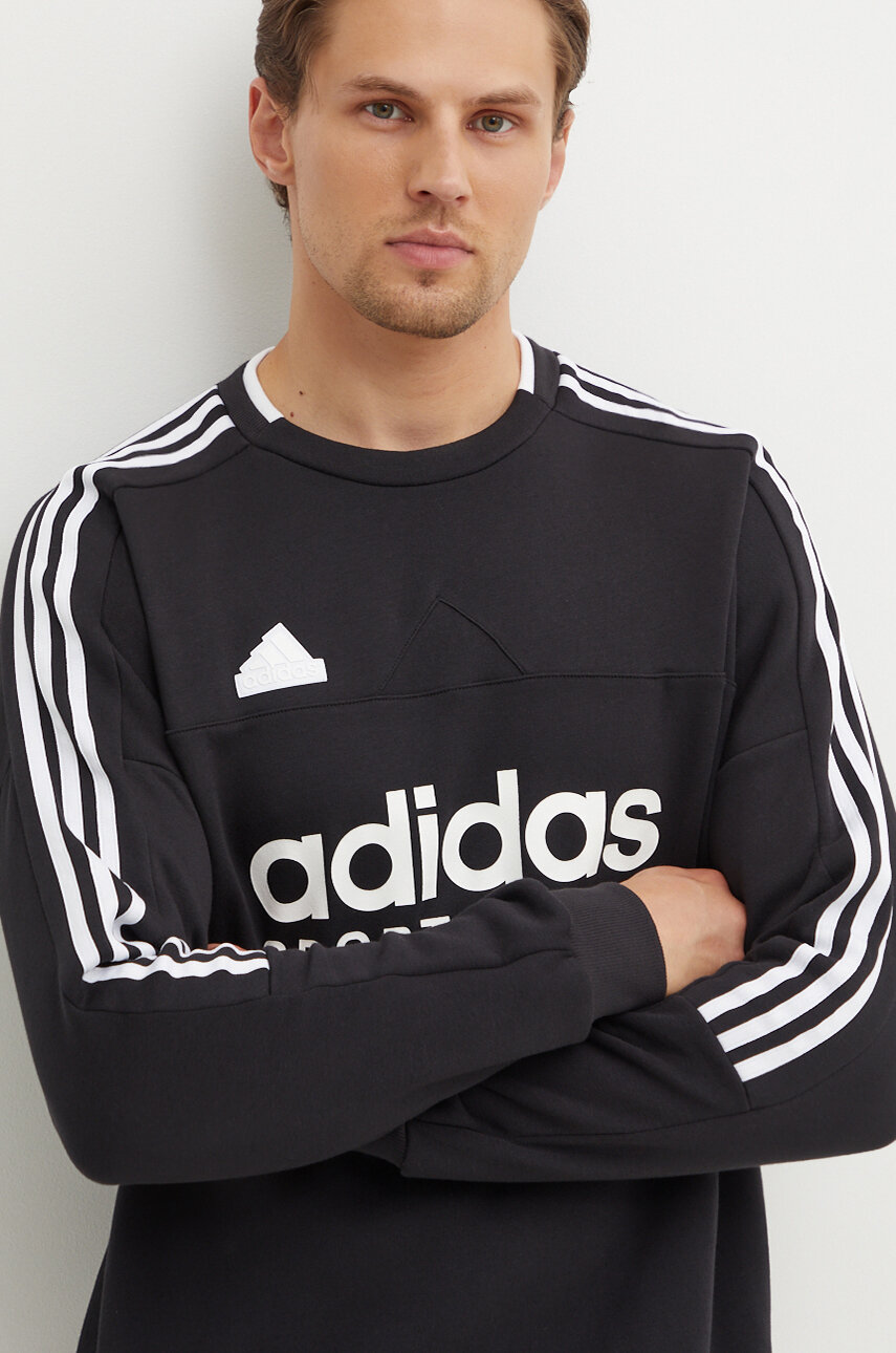 adidas bluza męska kolor czarny z kapturem wzorzysta | Answear.com