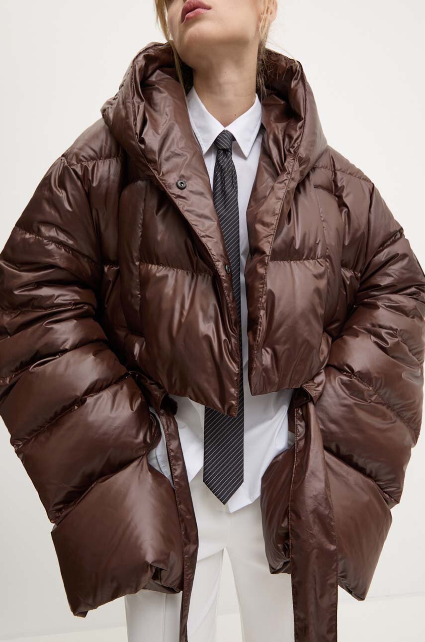 MMC STUDIO kurtka puchowa Maffo Gloss damska kolor brązowy zimowa oversize | Answear.com