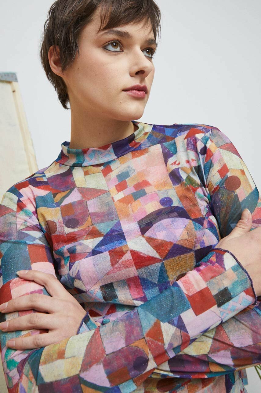 Longsleeve damski z melanżowej dzianiny szary | zamów na wearmedicine.com