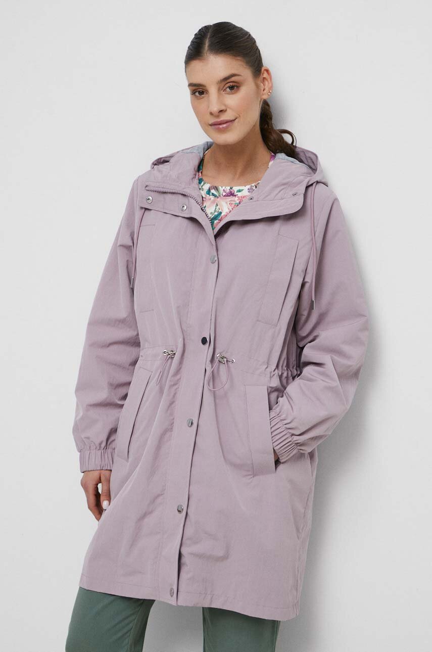 Kabát Medicine dámsky, ružová farba, prechodný, dvojradový | ANSWEAR.sk