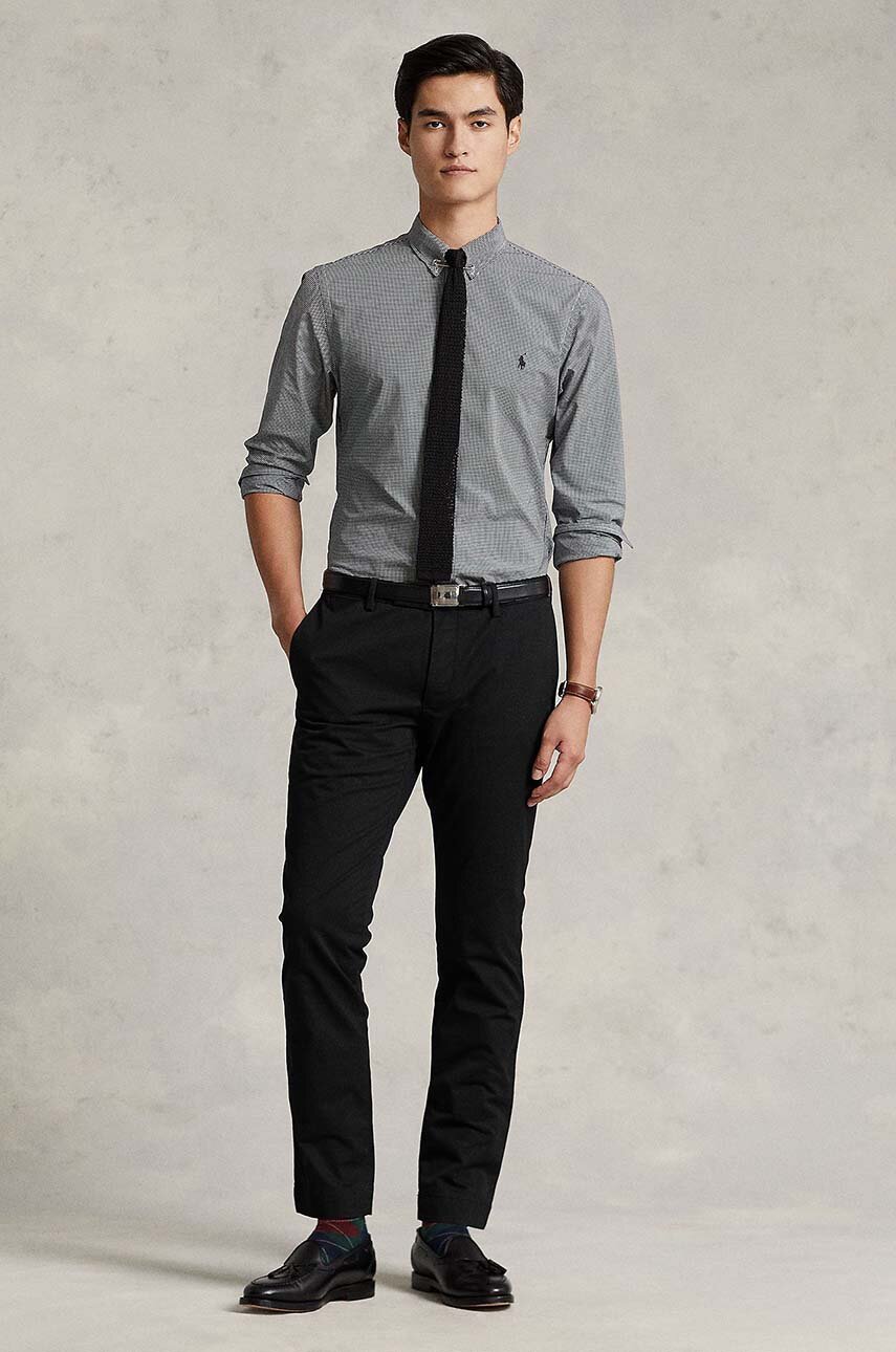 Emporio Armani spodnie męskie kolor czarny dopasowane | Answear.com