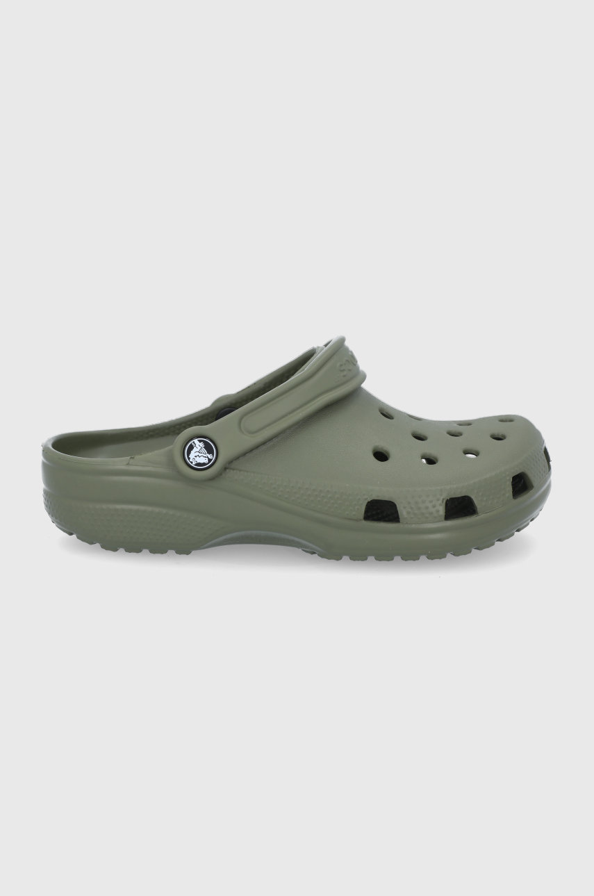Crocs klapki Classic Crush Sandal damskie kolor zielony na platformie ...