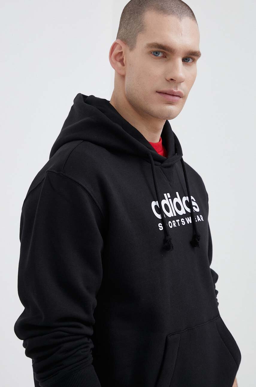 adidas bluza męska kolor czarny z kapturem wzorzysta | Answear.com
