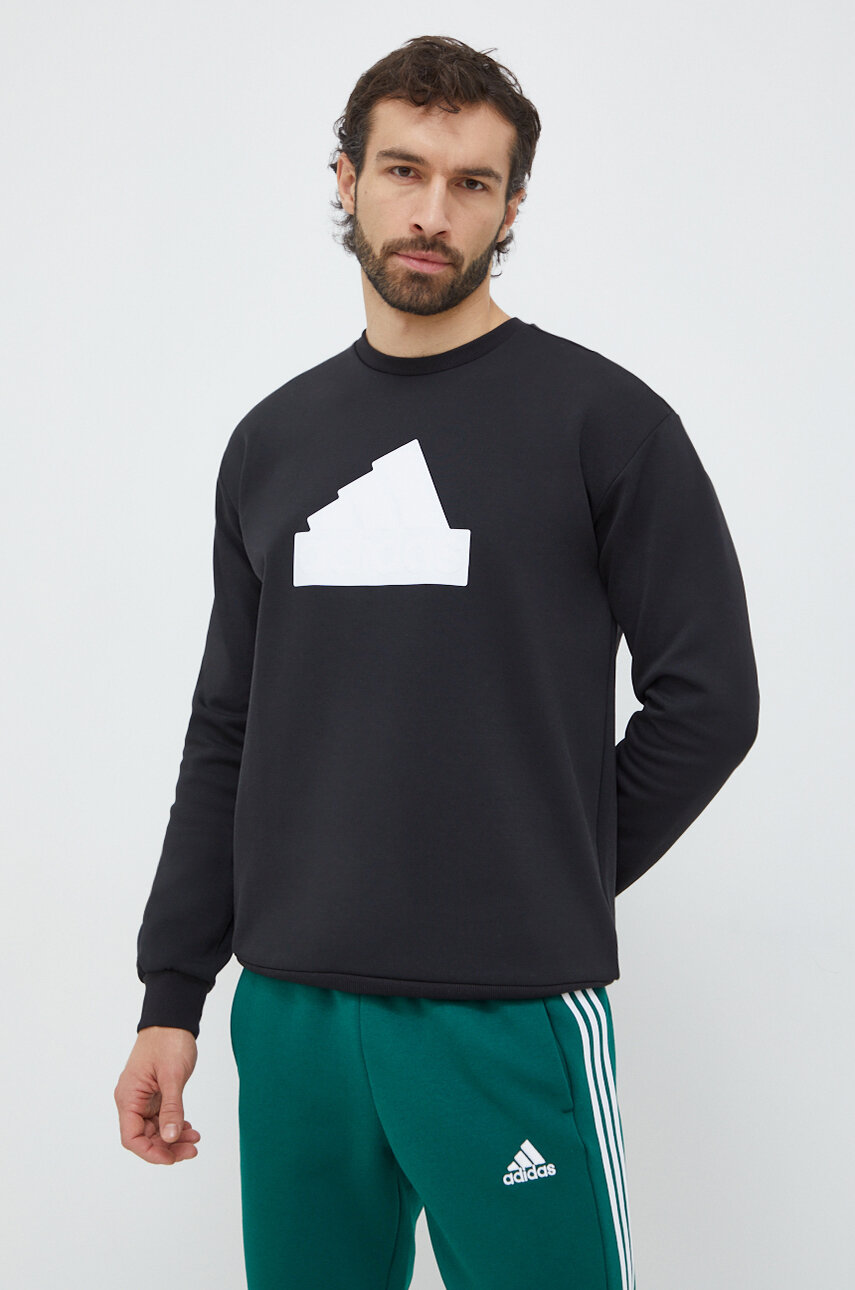 adidas bluza męska kolor czarny z kapturem wzorzysta | Answear.com