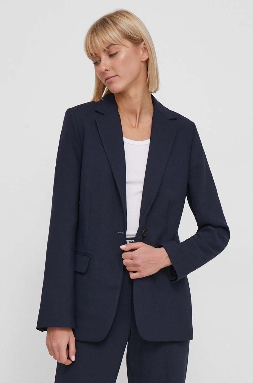 Tommy Hilfiger marynarka kolor granatowy jednorzędowa gładka | Answear.com