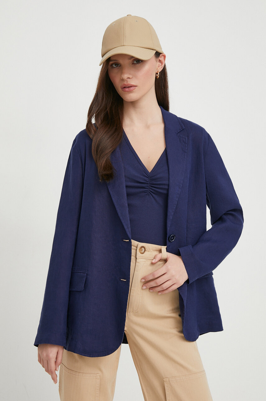 Tommy Hilfiger marynarka kolor granatowy jednorzędowa gładka | Answear.com