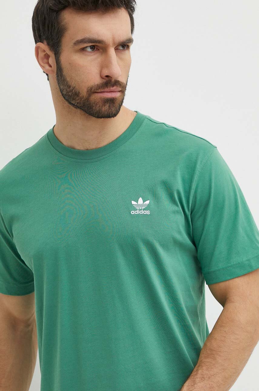 adidas Originals t-shirt bawełniany męski kolor zielony z aplikacją ...