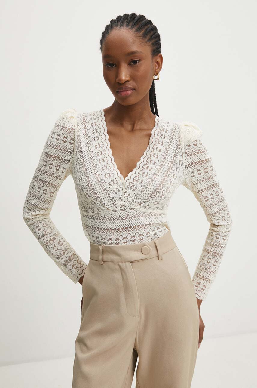 Answear Lab Bluzka damska kolor beżowy gładka | Answear.com