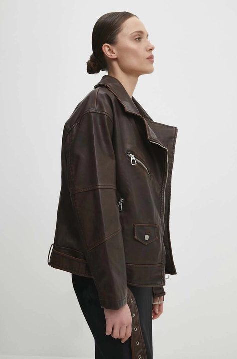 Answear Lab ramoneska damska kolor brązowy przejściowa | Answear.com