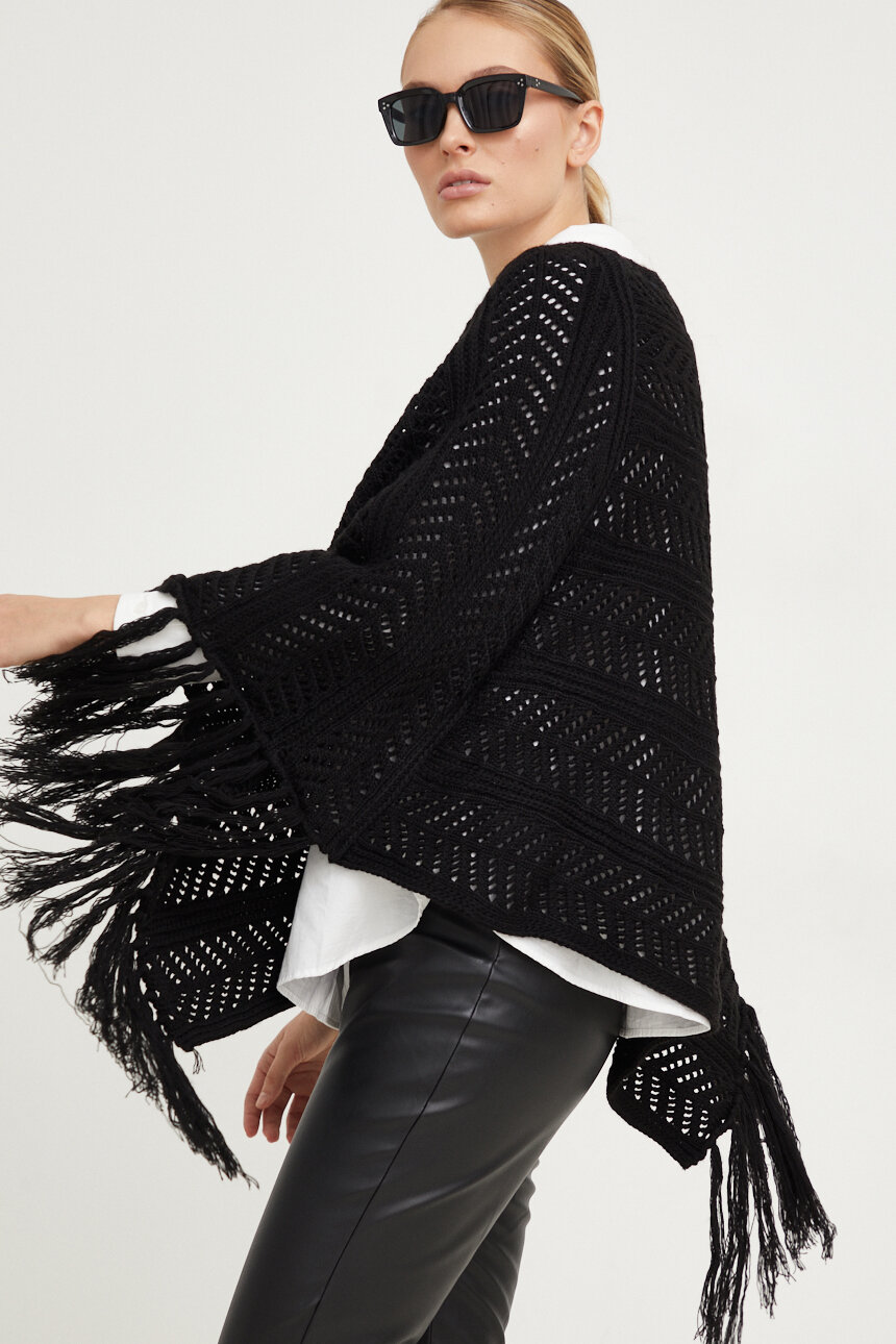 Answear Lab poncho kolor czarny lekkie | Answear.com