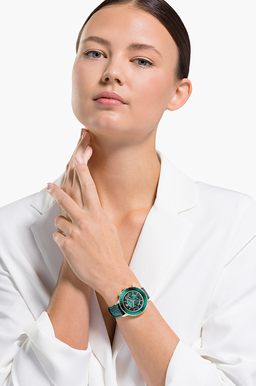 Swarovski zegarek 5452498 OCTEA LUX CHRONO damski kolor turkusowy ...