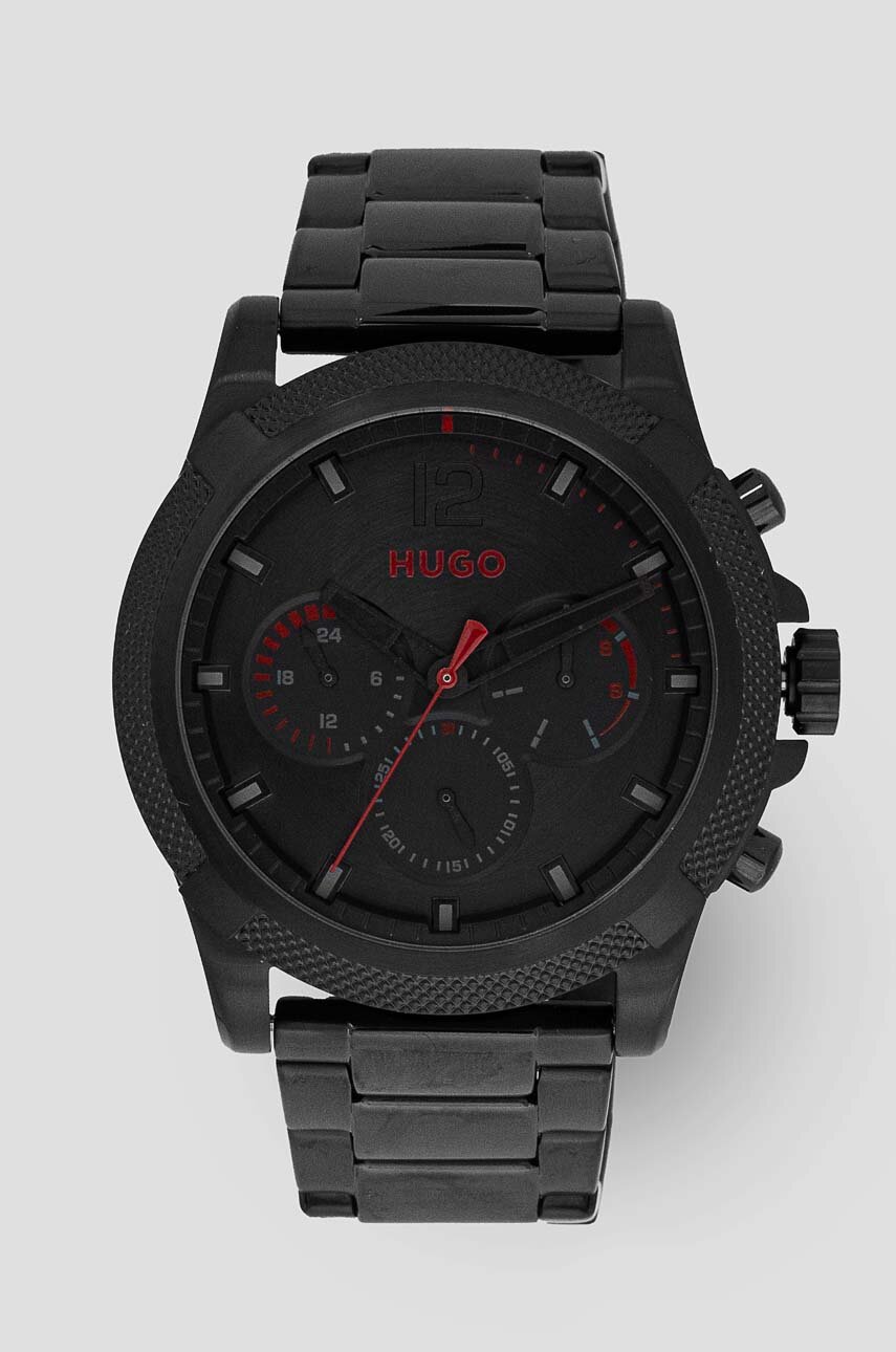 Годинник HUGO чоловічий колір чорний | ANSWEAR.ua