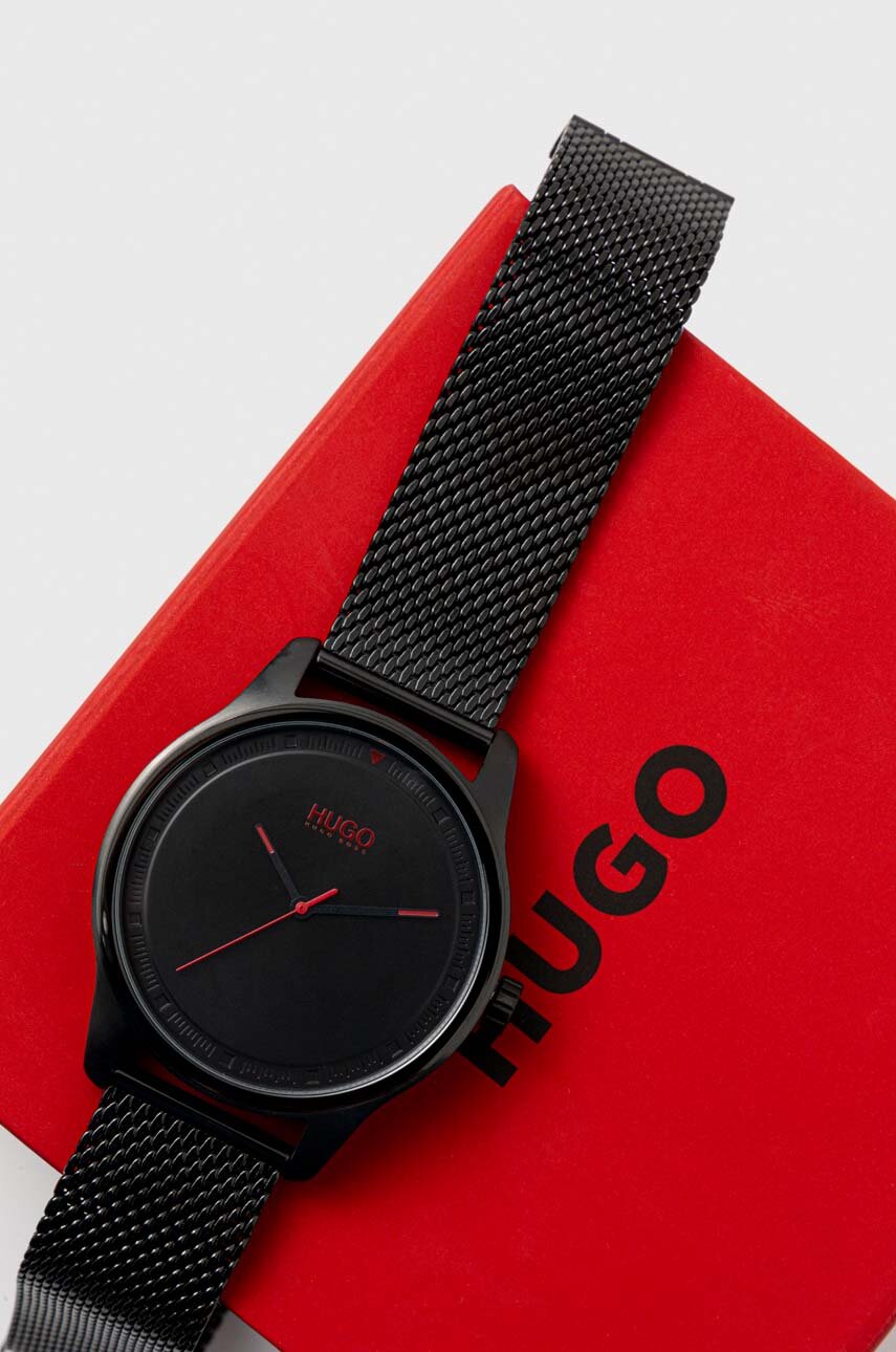 Hodinky HUGO pánske, čierna farba | ANSWEAR.sk