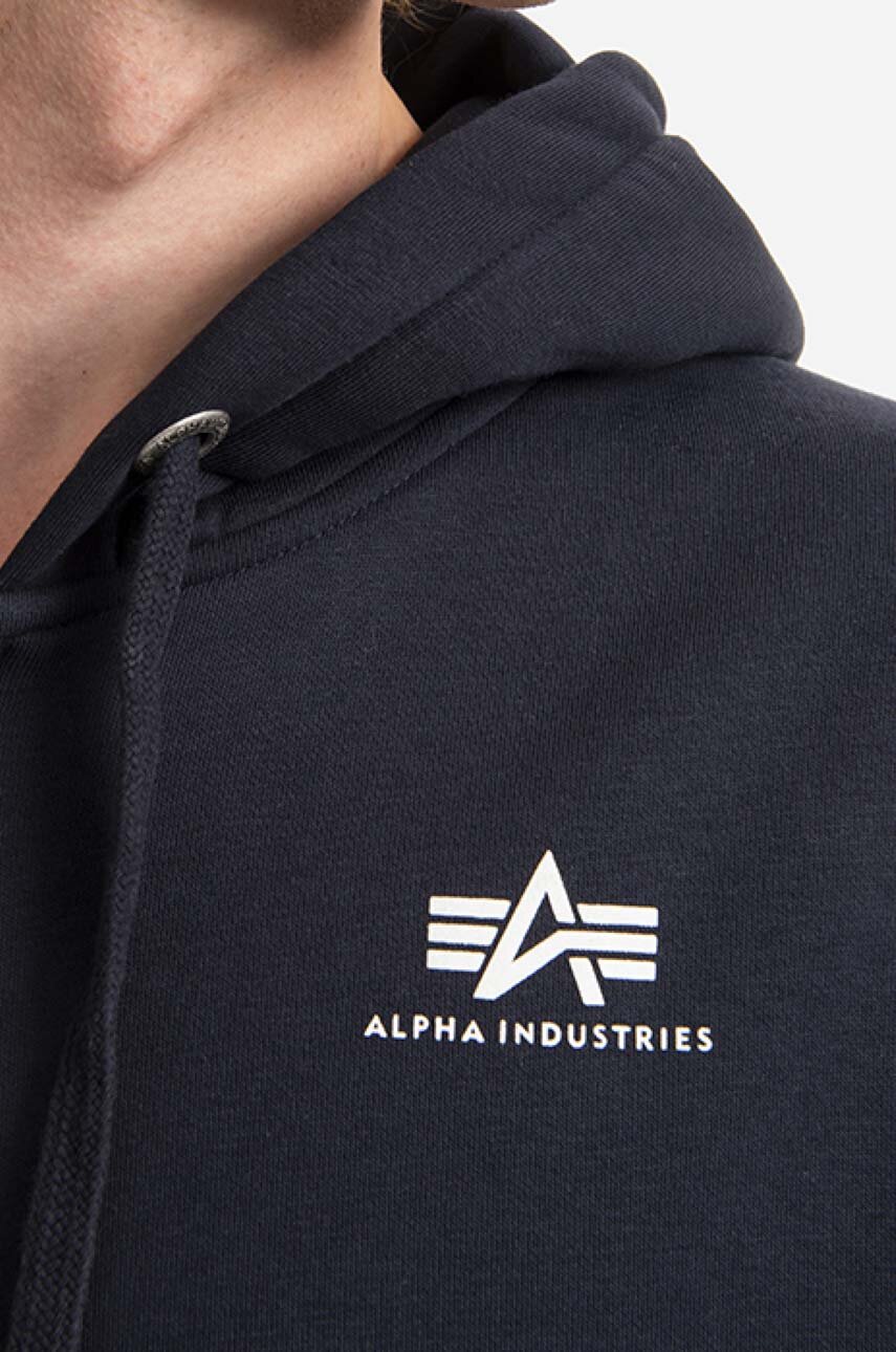 Alpha Industries bluza męska kolor granatowy z kapturem z nadrukiem ...