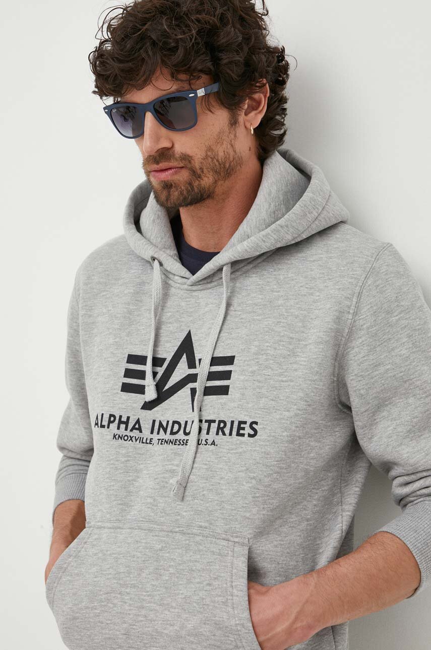 Alpha Industries sweatshirt Basic Hoody men's gray color 178312.17 | buy on PRM