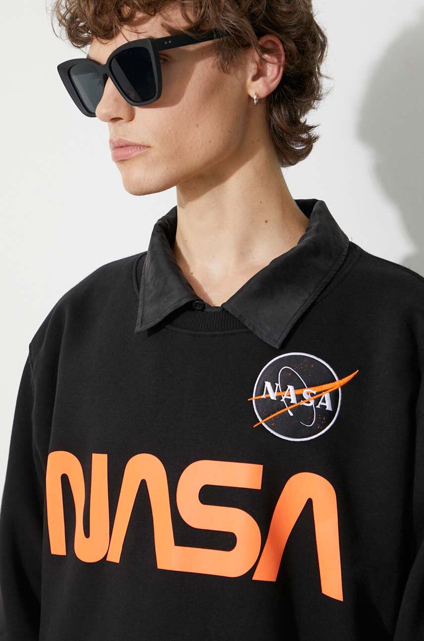 Alpha Industries bluza NASA Reflective Sweater męska kolor czarny z ...