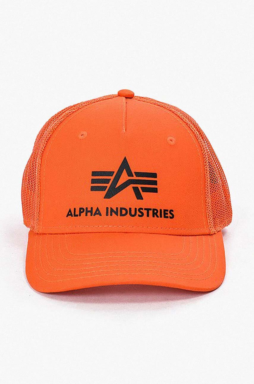 Alpha Industries baseball cap Basic Trucker Cap orange color at PRM US