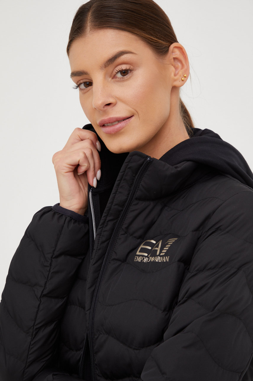 Bunda EA7 Emporio Armani dámska, čierna farba, prechodná, | ANSWEAR.sk