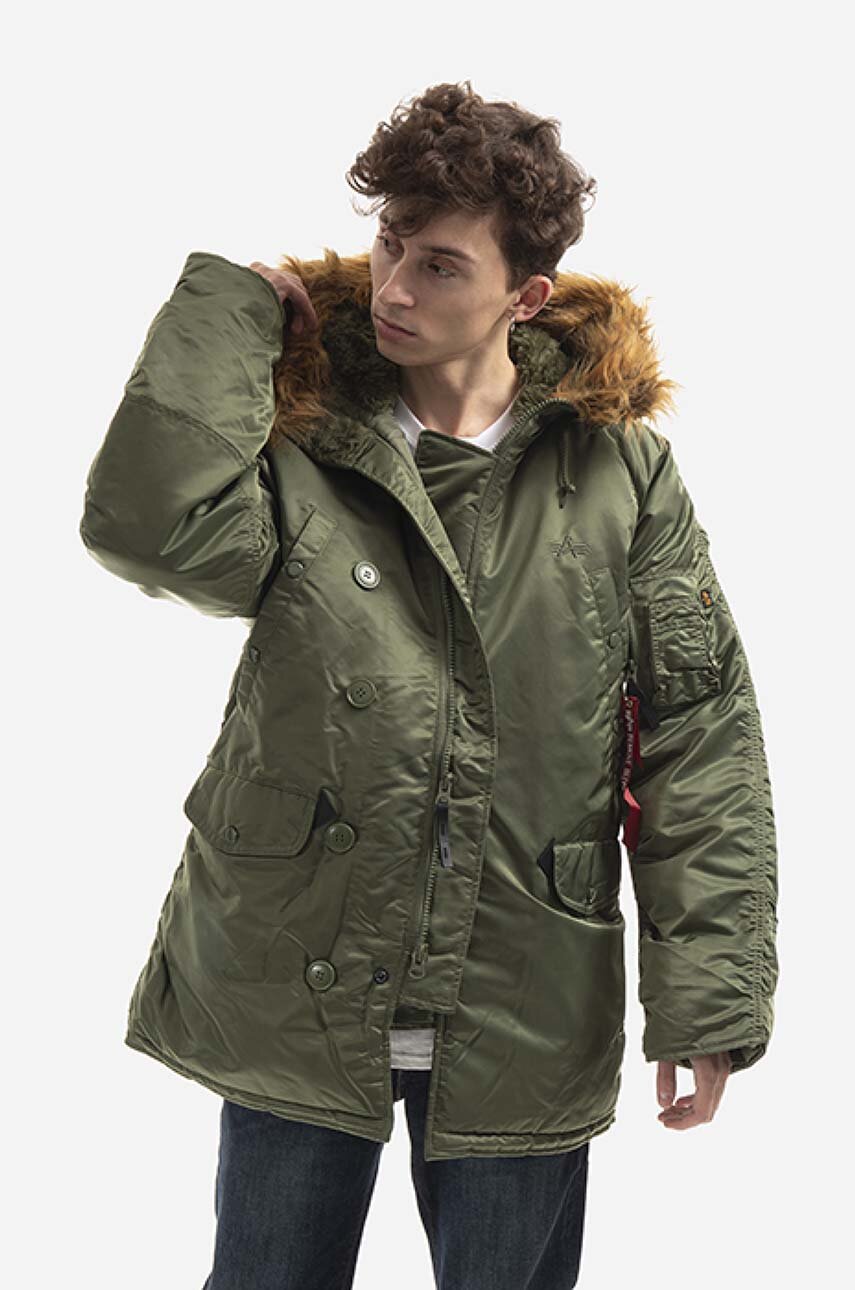 Bunda Alpha Industries N3B 100106 01 pánská, zelená barva, zimní | koupit na PRM