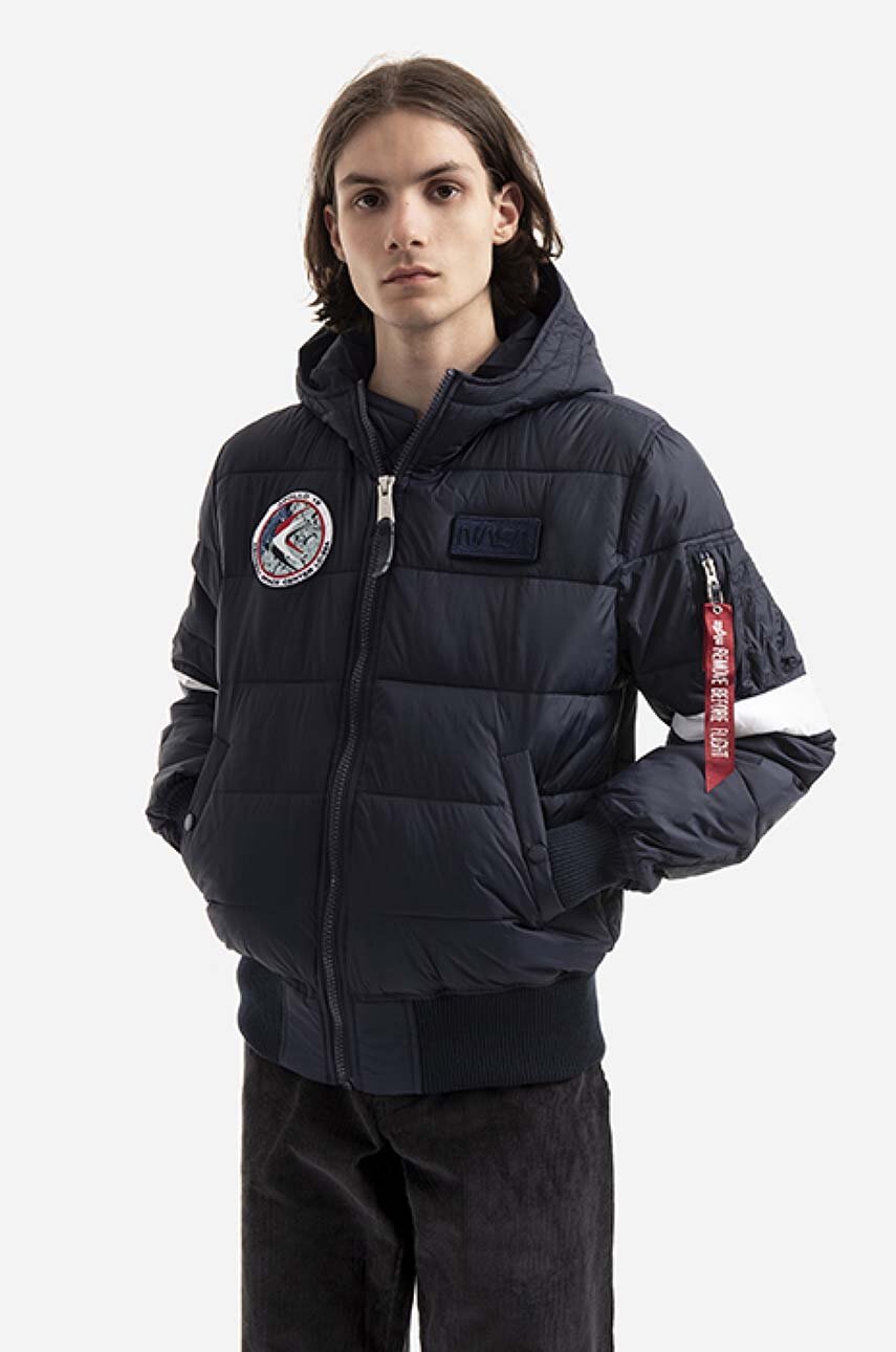 Alpha Industries jacket Hooded Puffer FD NASA men's navy blue color at ...