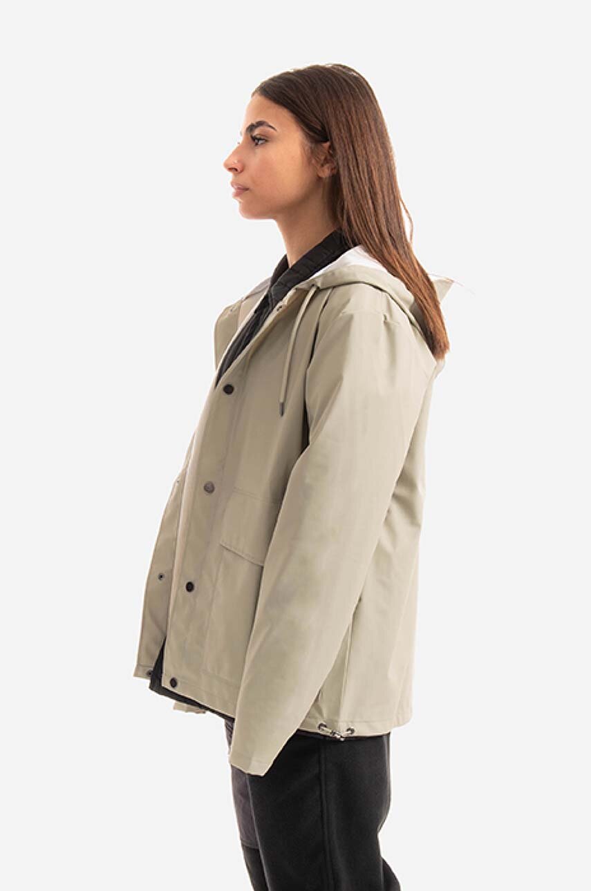 Rains rain jacket Short Hooded Coat gray color | buy on PRM