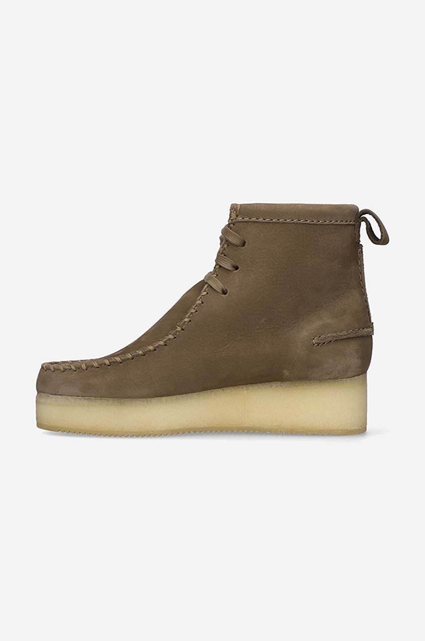 Clarks botki zamszowe Wallabee Craft damskie kolor brązowy na ...