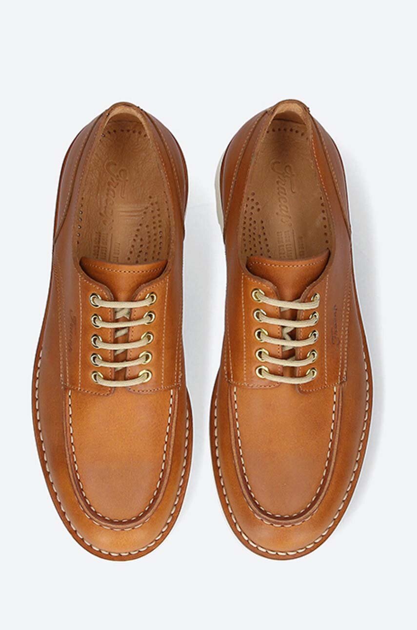 Fracap półbuty skórzane POSTMAN DERBY męskie kolor brązowy POSTMAN ...