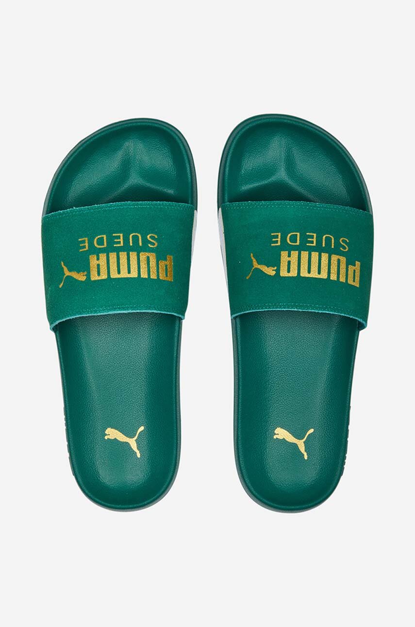 Puma suede sliders Leadcat 2.0 Suede Classic men's green color at PRM US