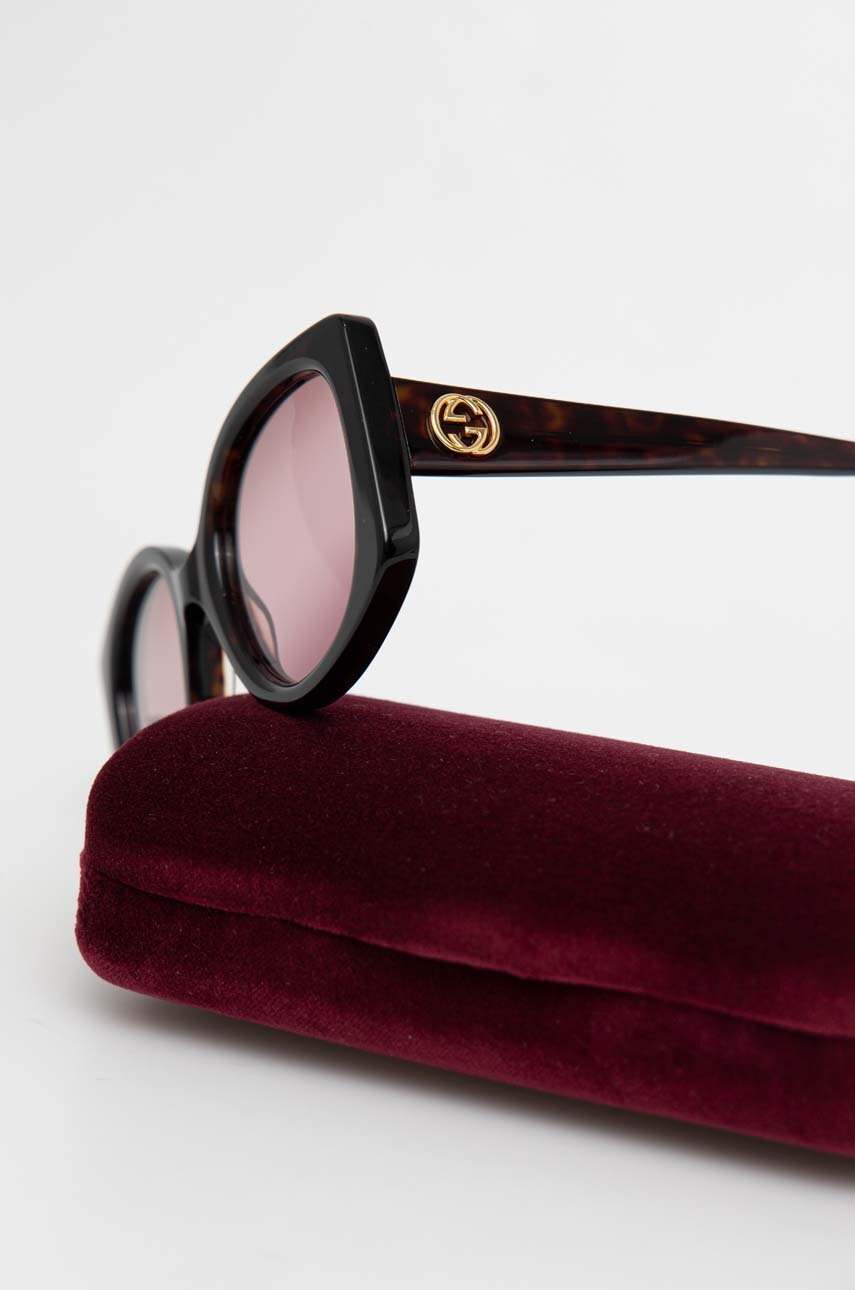 Gucci okulary przeciwsłoneczne damskie kolor brązowy | Answear.com