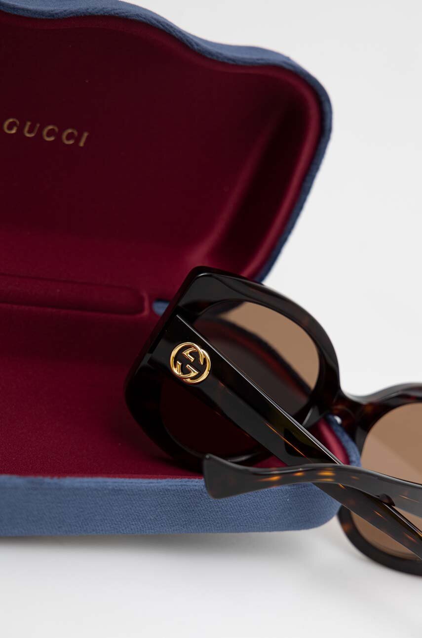 Gucci okulary przeciwsłoneczne damskie kolor brązowy | Answear.com
