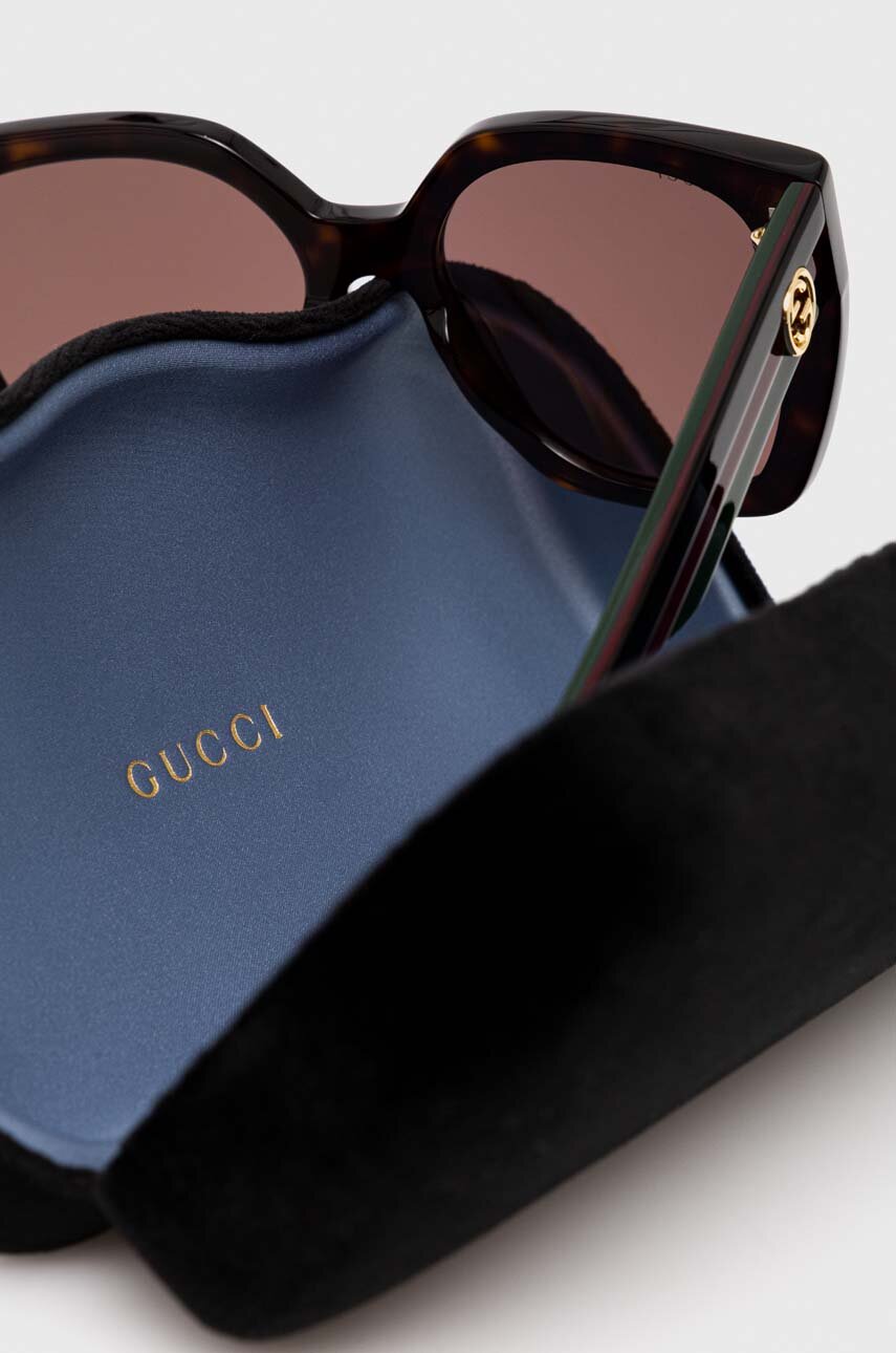 Gucci okulary przeciwsłoneczne damskie kolor brązowy | Answear.com
