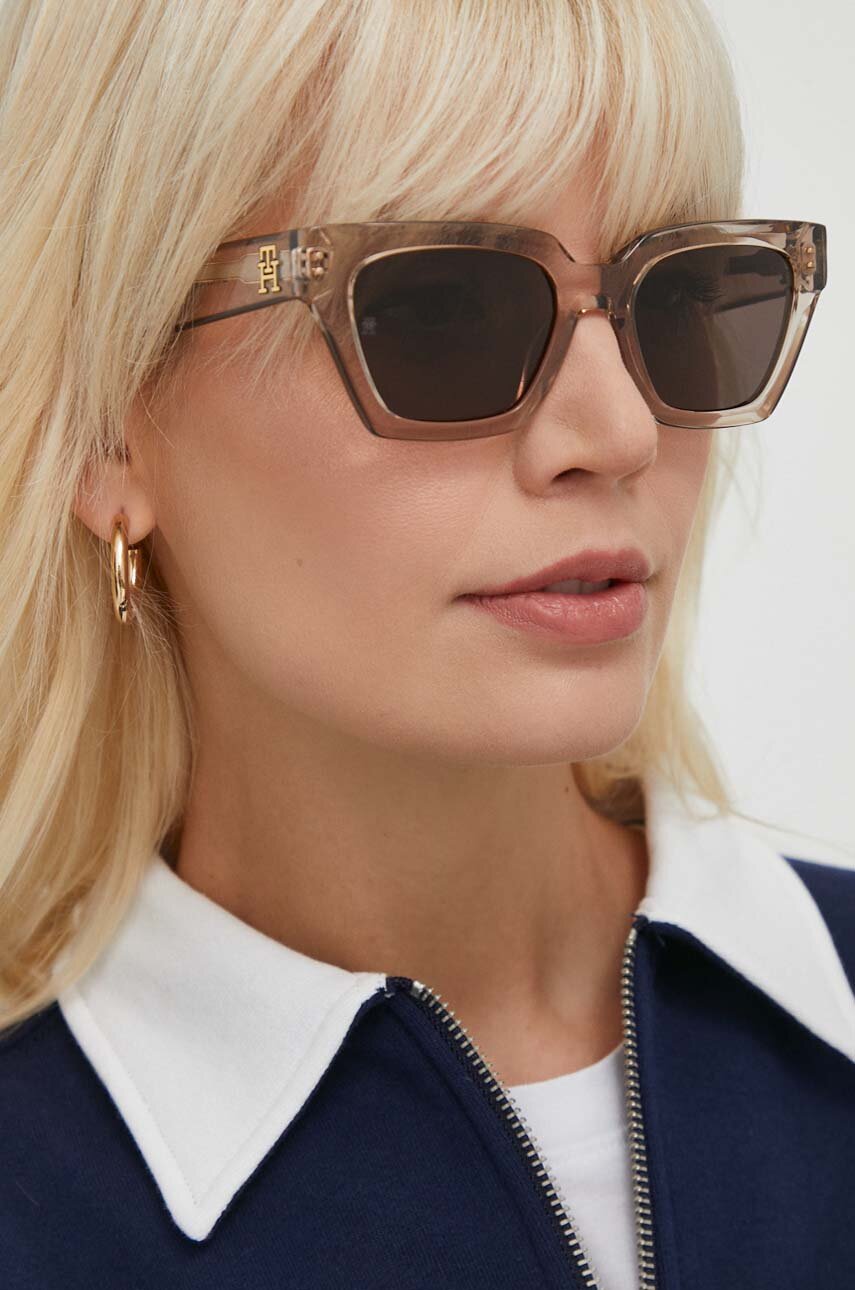 Tommy Hilfiger okulary przeciwsłoneczne damskie kolor brązowy TH 2101/S | Answear.com