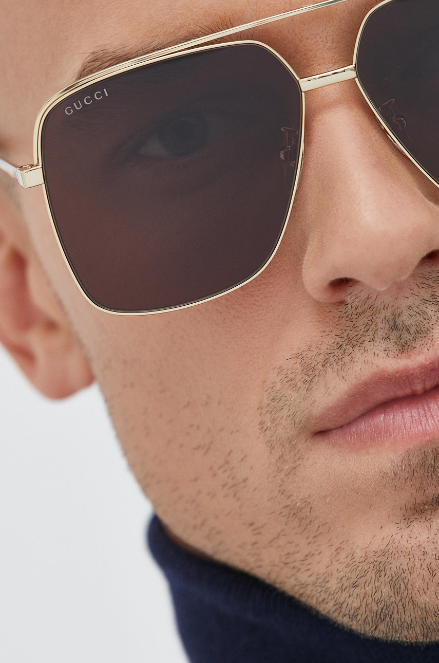 Gucci okulary przeciwsłoneczne, męskie kolor złoty | Answear.com