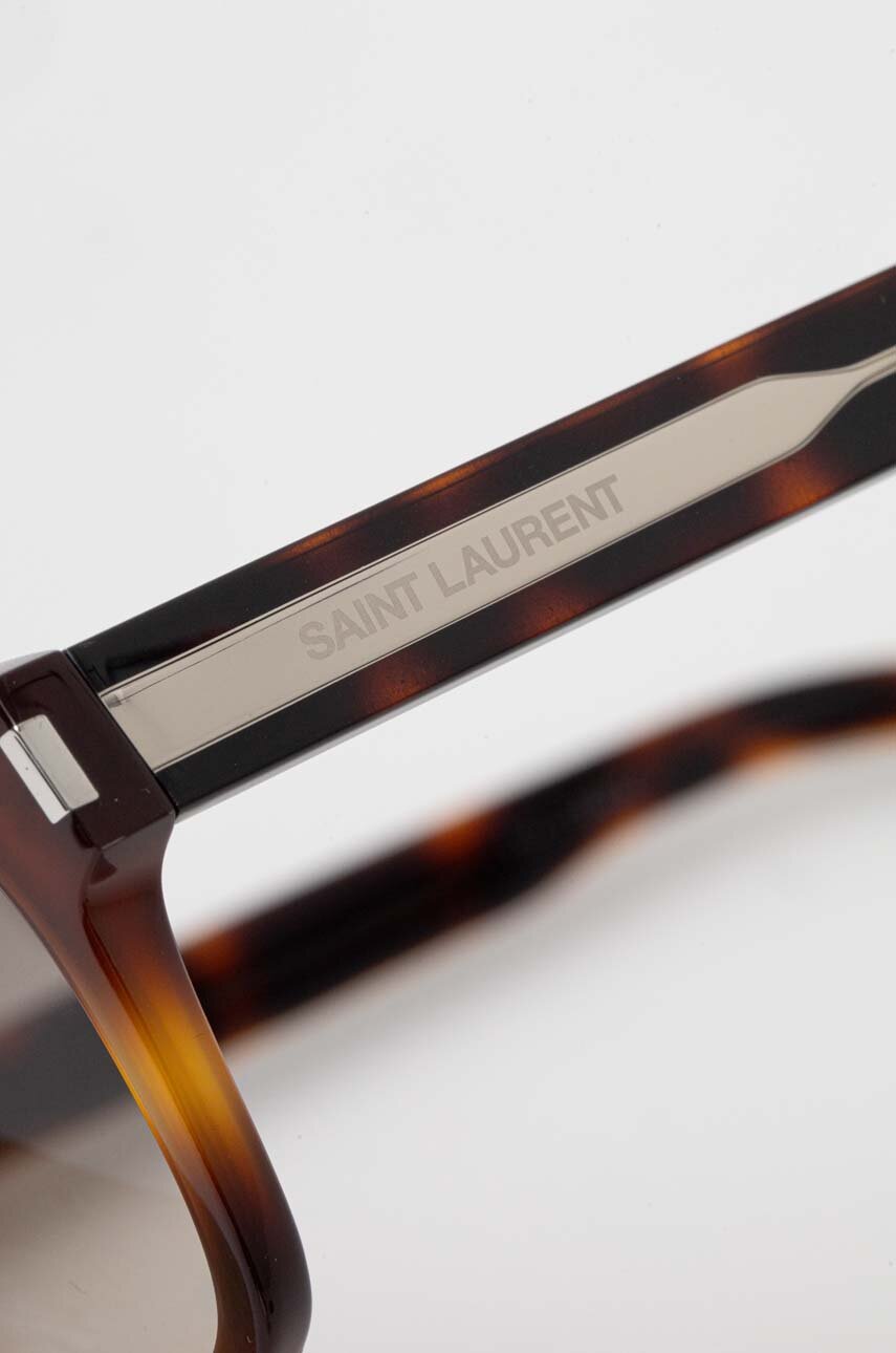 Saint Laurent okulary przeciwsłoneczne męskie kolor brązowy | Answear.com