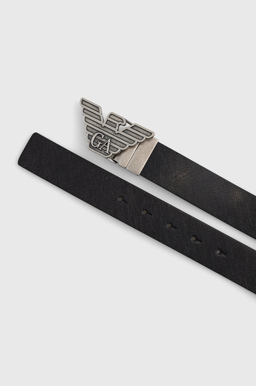 Kožený opasok Emporio Armani pánsky, čierna farba, Y4S270 YLP4X ...