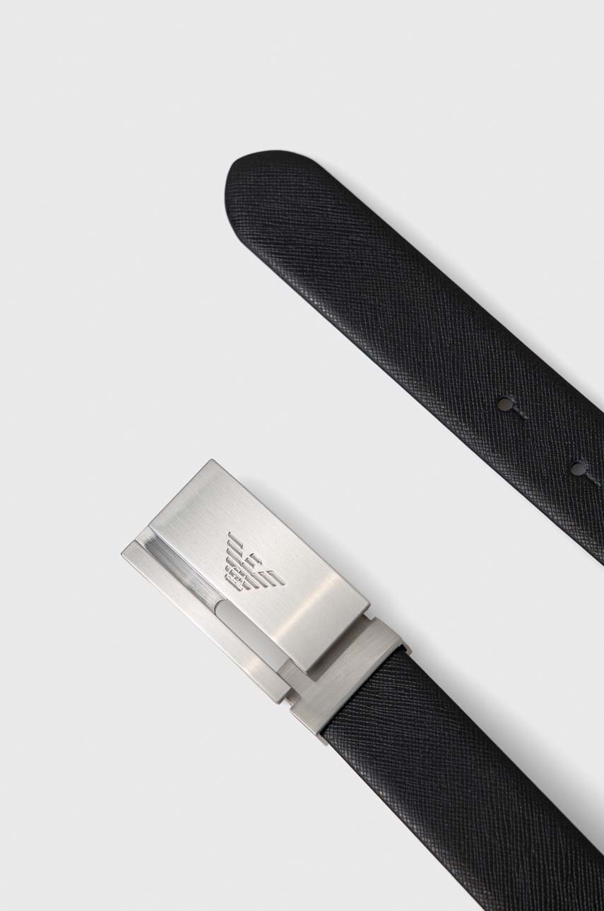Kožený opasok Emporio Armani pánsky, čierna farba | ANSWEAR.sk