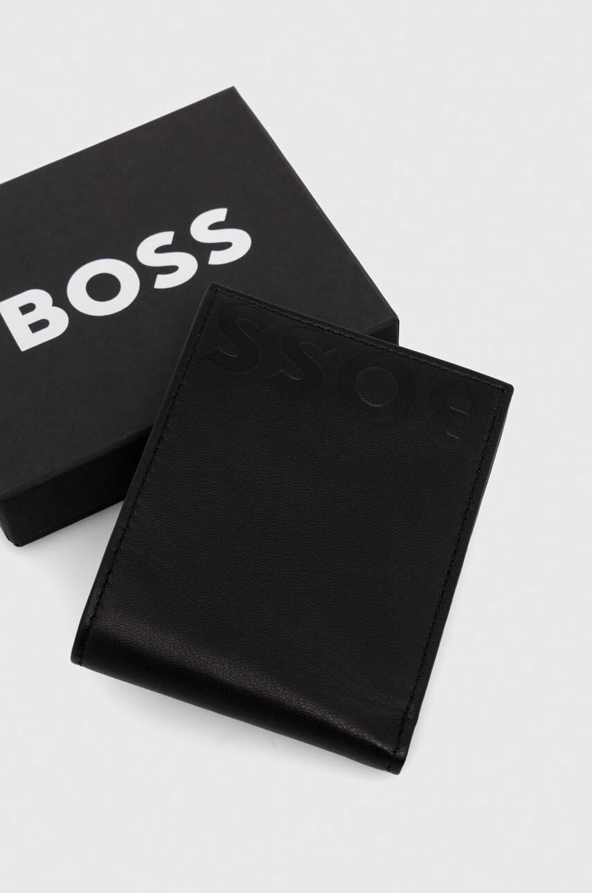Кожаный кошелек BOSS мужской цвет чёрный | ANSWEAR.ua