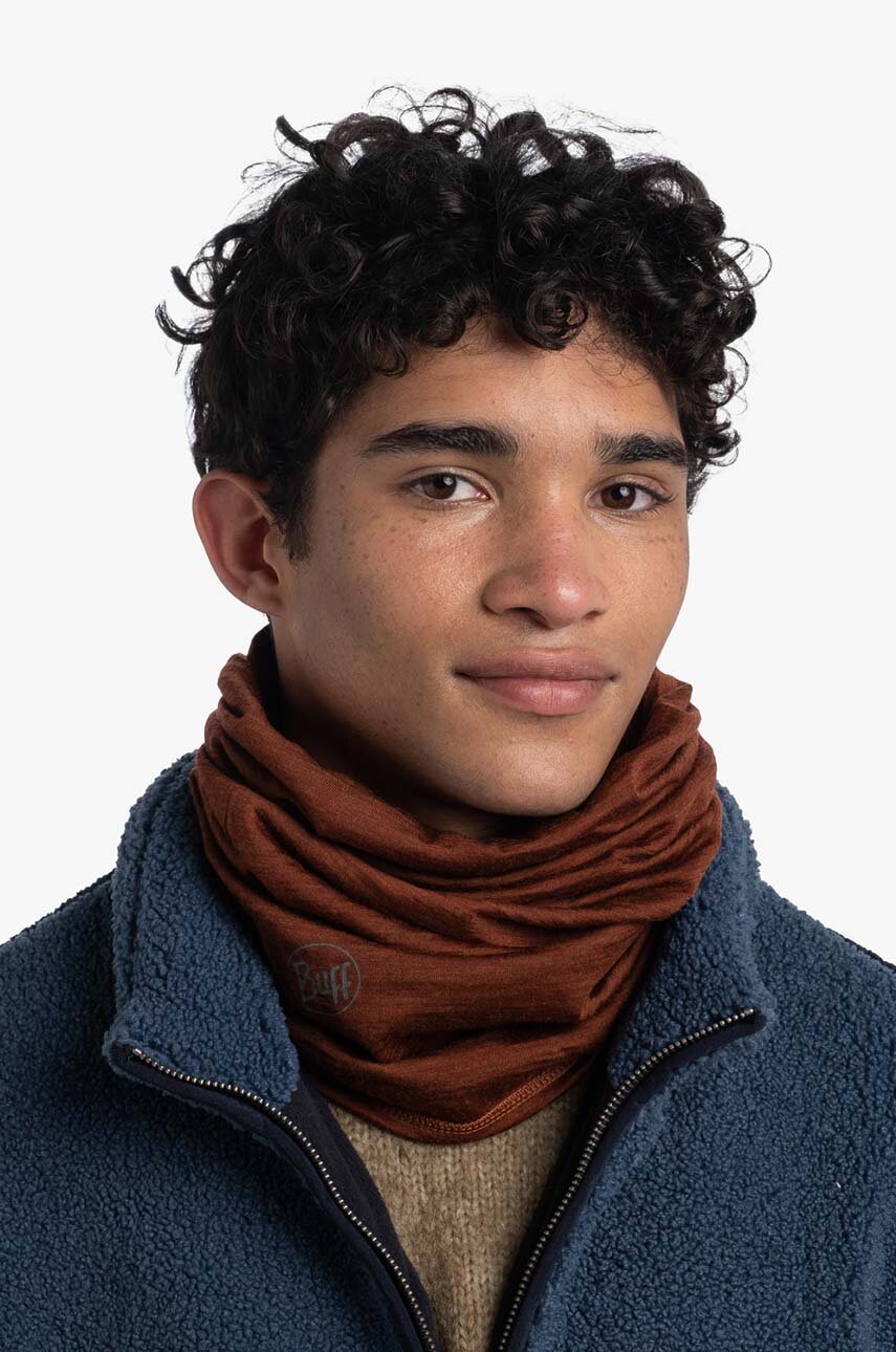 Buff komin Merino Lightweight kolor brązowy gładki | Answear.com
