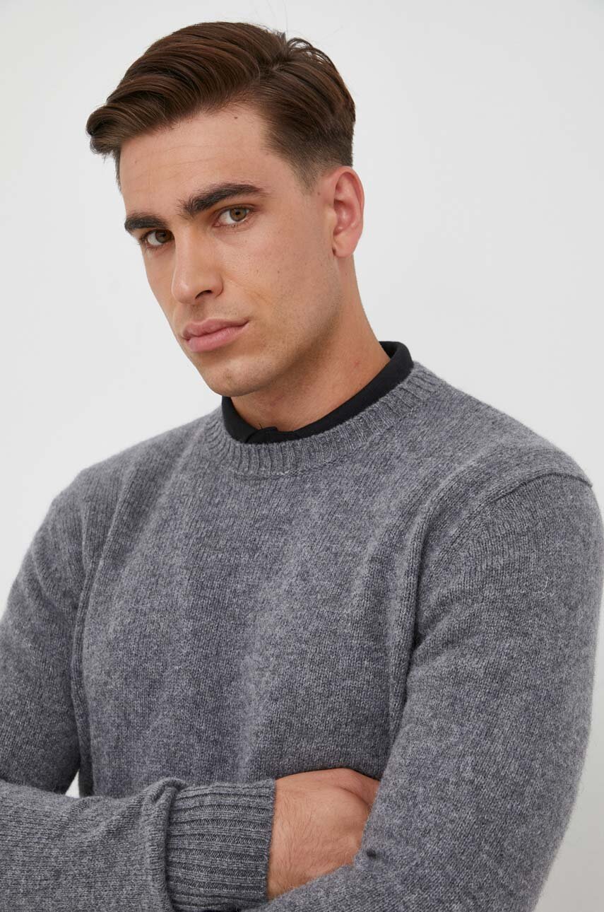 United Colors of Benetton sweter wełniany męski kolor szary | Answear.com
