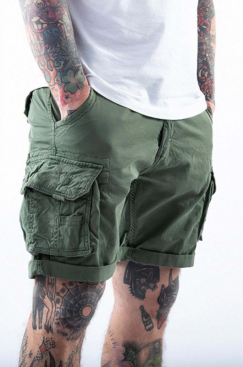 Alpha Industries cotton shorts Crew Short green color | buy on PRM