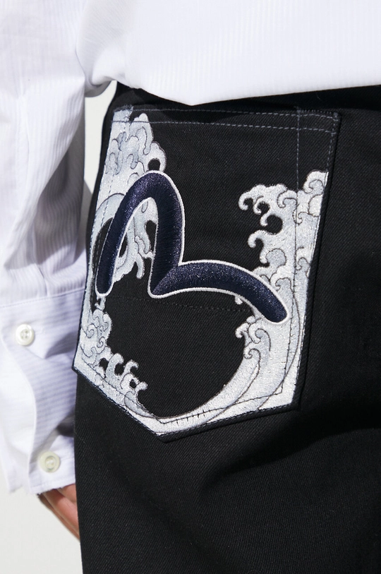 Evisu denim shorts men's black color at PRM US