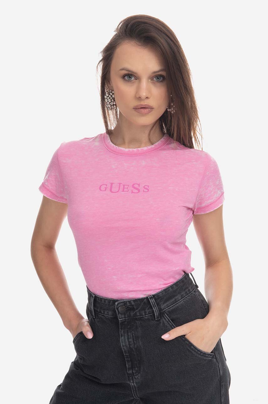Футболка Guess Guess Classic Logo Baby Tee W2BP00KBAX0 жіноча колір рожевий W2BP00.KBAX0-G046 ...