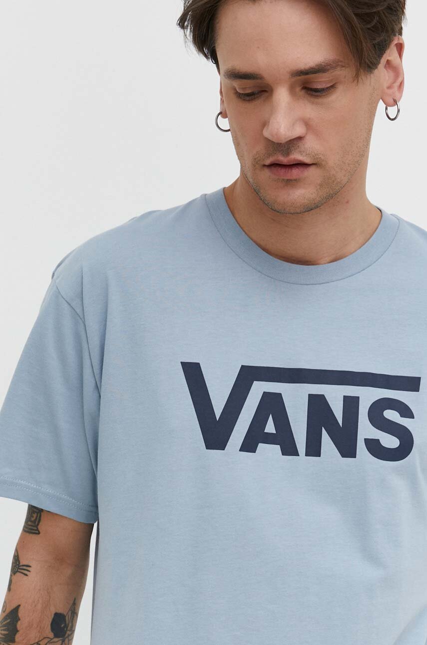 Vans t-shirt bawełniany męski kolor niebieski z nadrukiem | Answear.com