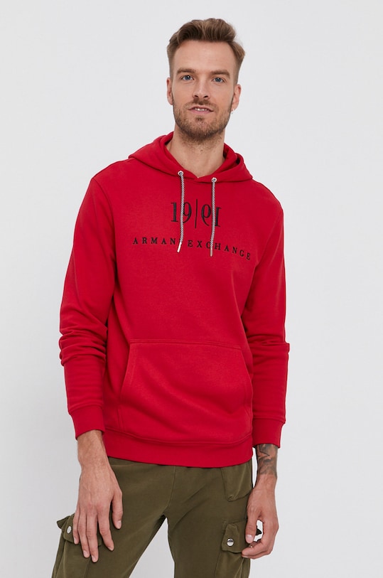 Кофта Armani Exchange чоловіча колір червоний з аплікацією | ANSWEAR.ua