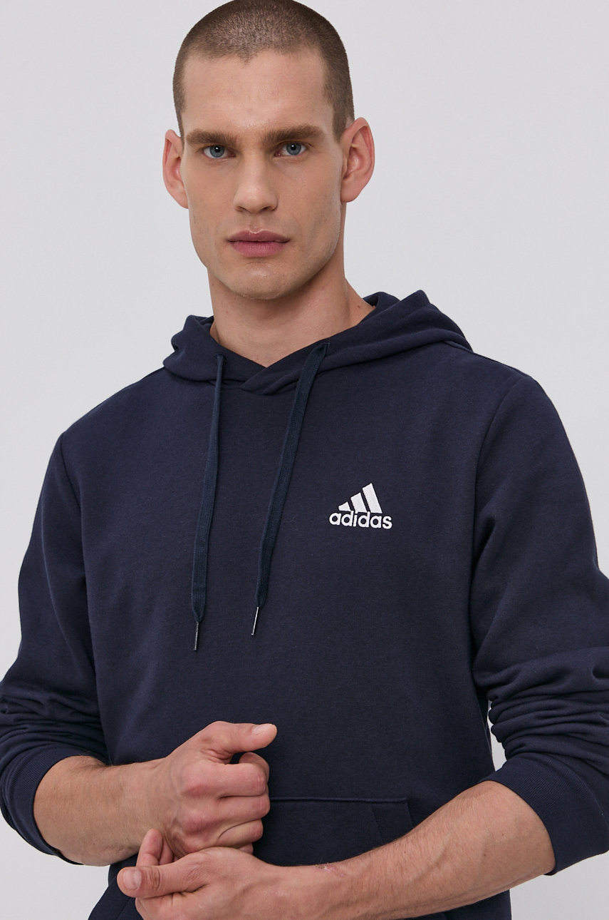 adidas Bluza H12216 męska kolor granatowy z kapturem gładka | Answear.com