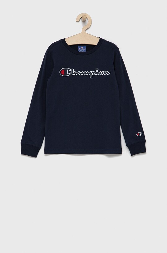 Champion Longsleeve bawełniany dziecięcy 305771 kolor granatowy gładki ...