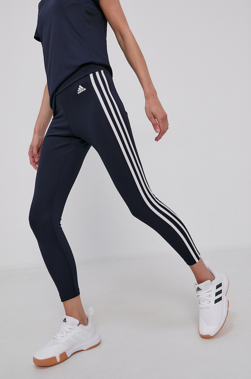adidas Legginsy GT0178 damskie kolor granatowy gładkie | Answear.com