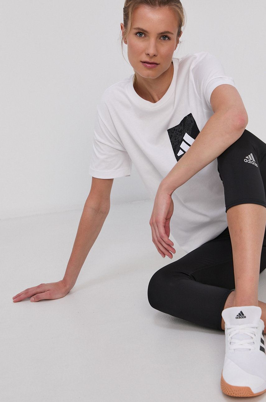 adidas Performance Legginsy H13250 damskie kolor czarny z nadrukiem ...