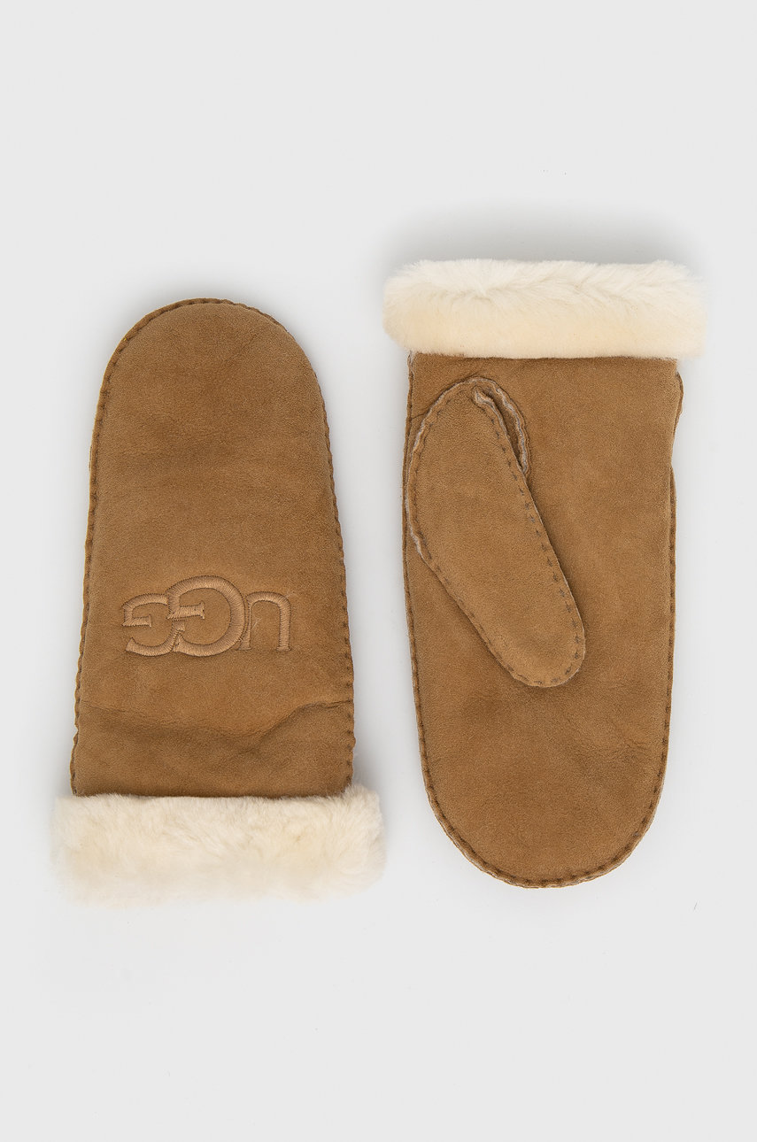 Semišové rukavice UGG dámské, hnědá barva, 20932-BLK | koupit na PRM